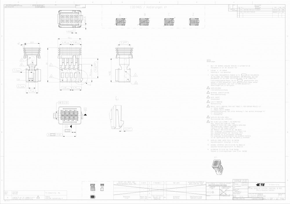 TE Connectivity 9-965382-2 controlled drawing preview