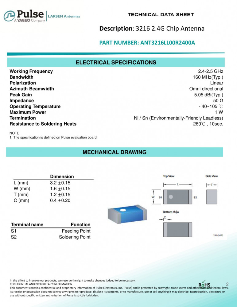ANT3216LL00R2400A datasheet page 2