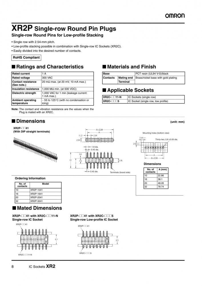 OMRON XR2A series documentation page 8