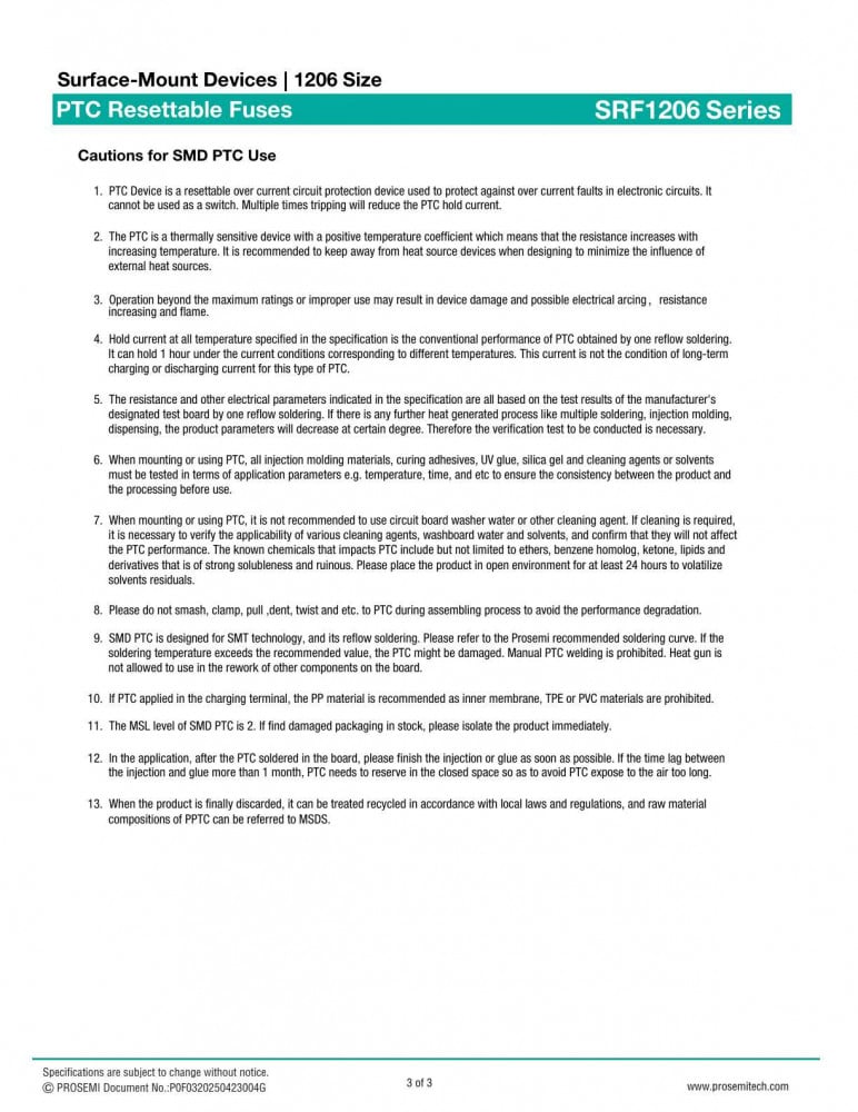 SRF1206 Series datasheet page 3