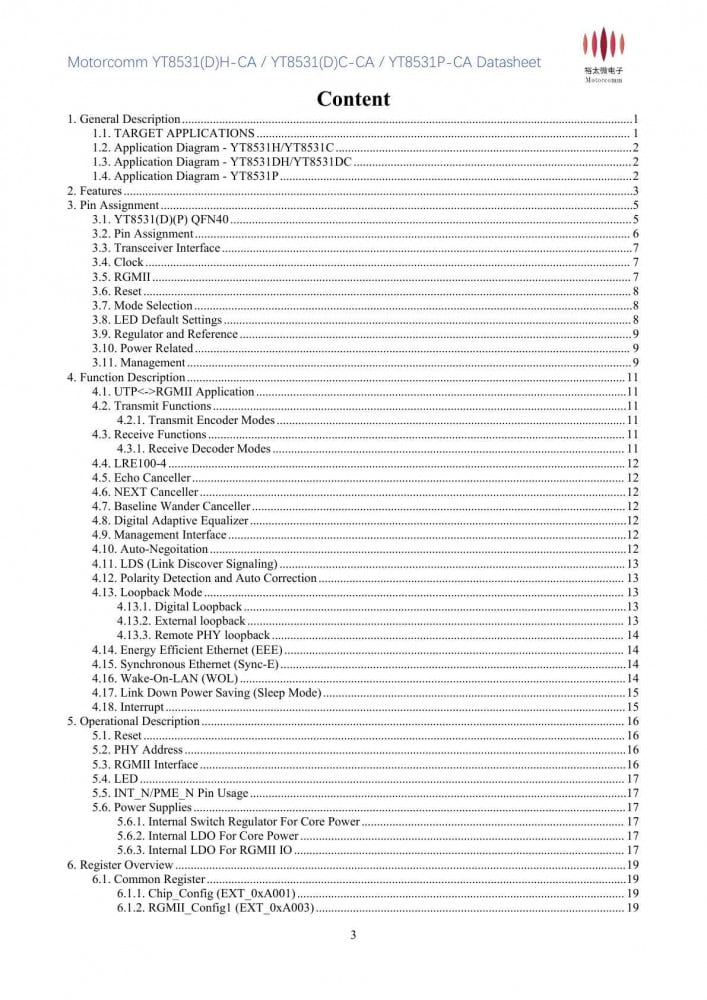 YT8531DH-CA datasheet page 4