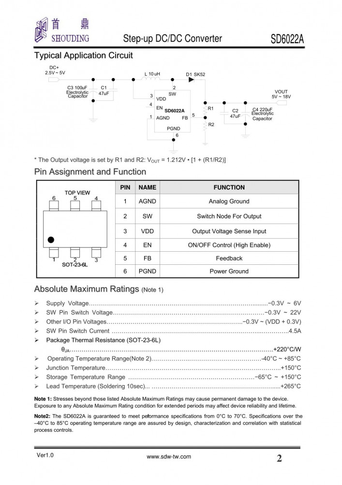 SD6022A datasheet page 2