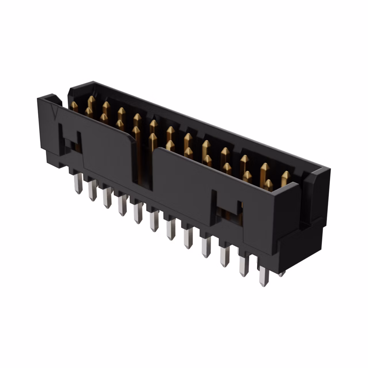 2.00mm Pitch, Milli-Grid PCB Header, Dual Row, Vertical, Through Hole, Shrouded, 24 Circuits, 0.76µm Gold (Au) Plating, 2.80mm Tail Length, Dual Side Slots, Dual Friction Locks, Center Polarization, with Peg, Tube for sale