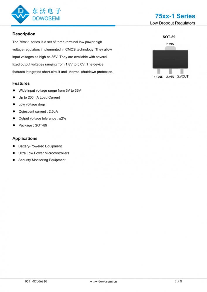 DOWO 7533-1 datasheet page 1