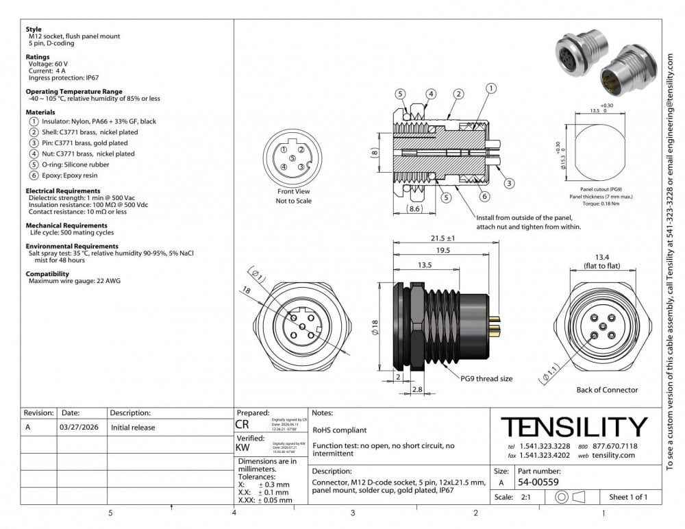 Tensility International 54-00559 product drawing