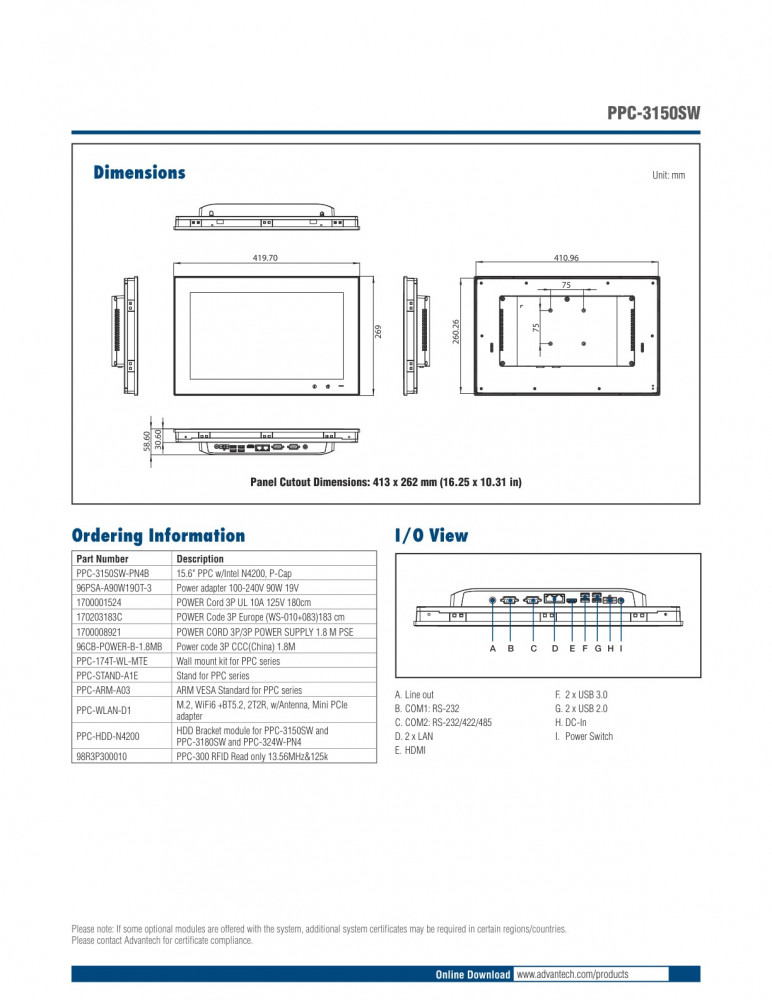 PPC-3150SW technical document, page 2