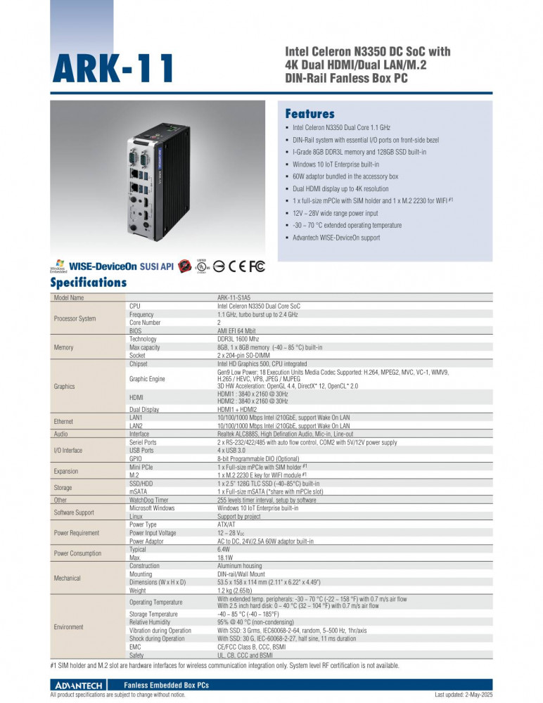 ARK-11 product documentation page 1