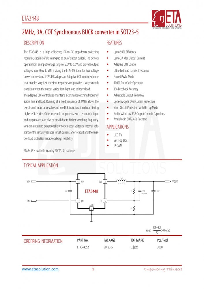 ETA3448S2F datasheet page 1