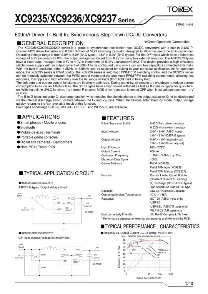 XC9236 series datasheet page 1