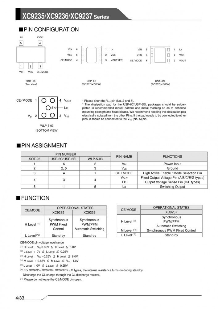 XC9236 series datasheet page 4