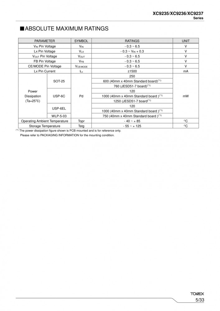 XC9236 series datasheet page 5