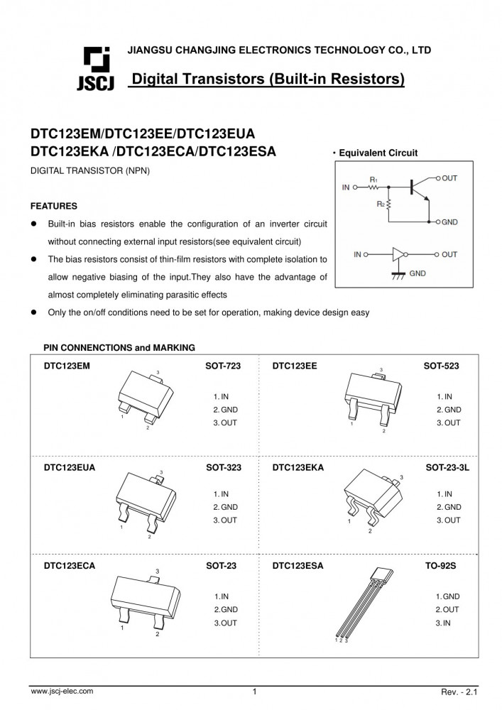 DTC123EE datasheet page 1