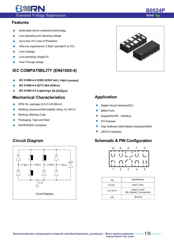 B0524P datasheet page 1