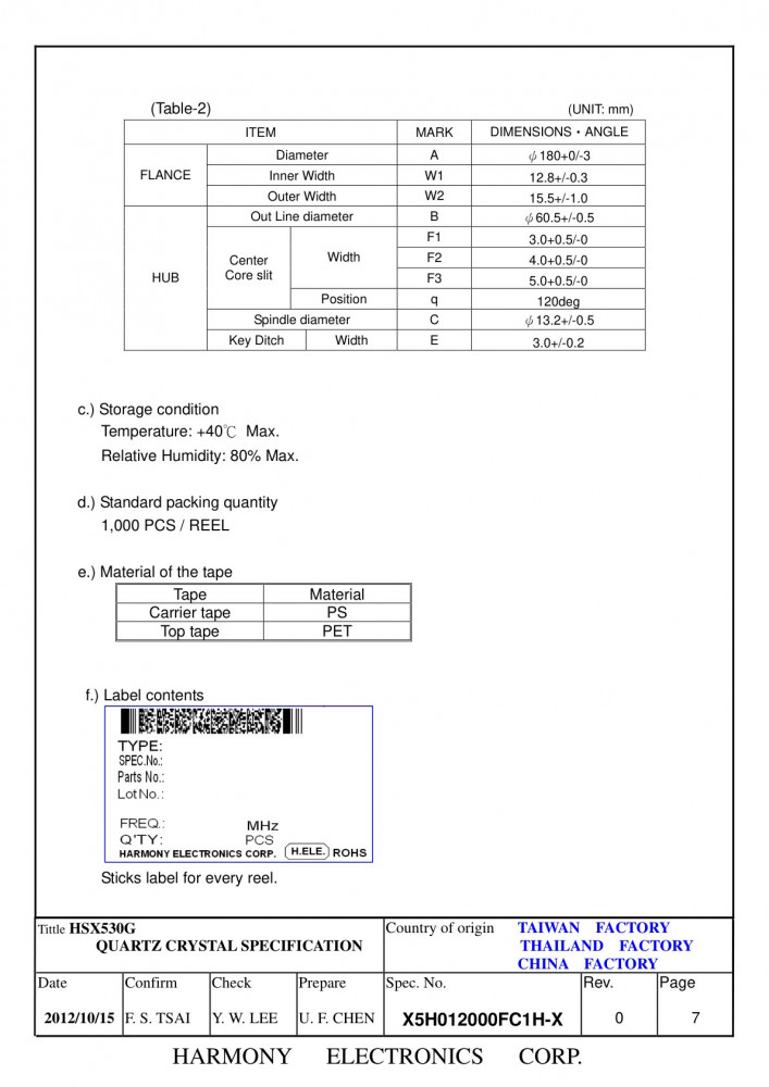 HELE X5H012000FC1H-X specification page 7