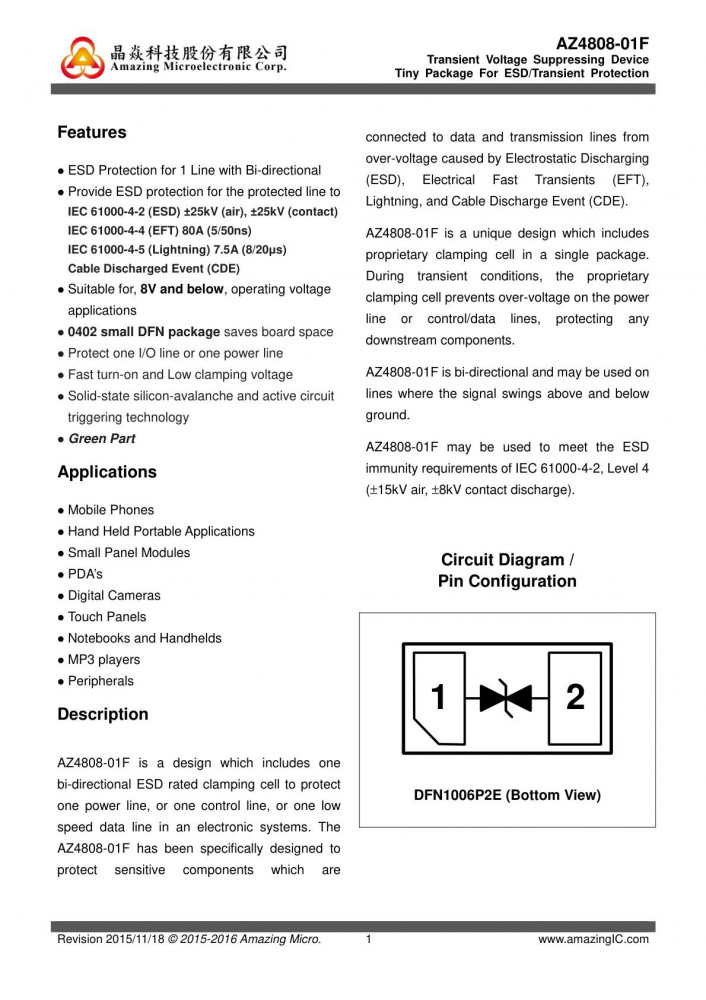 AZ4808-01F technical document page 1