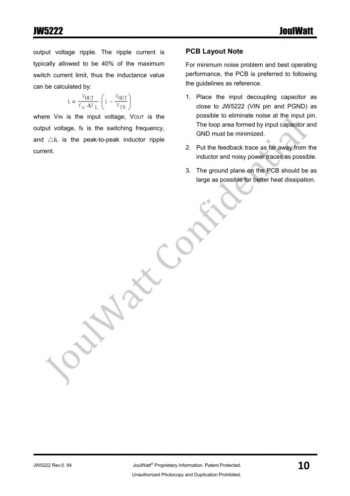 JW5222 datasheet page 10