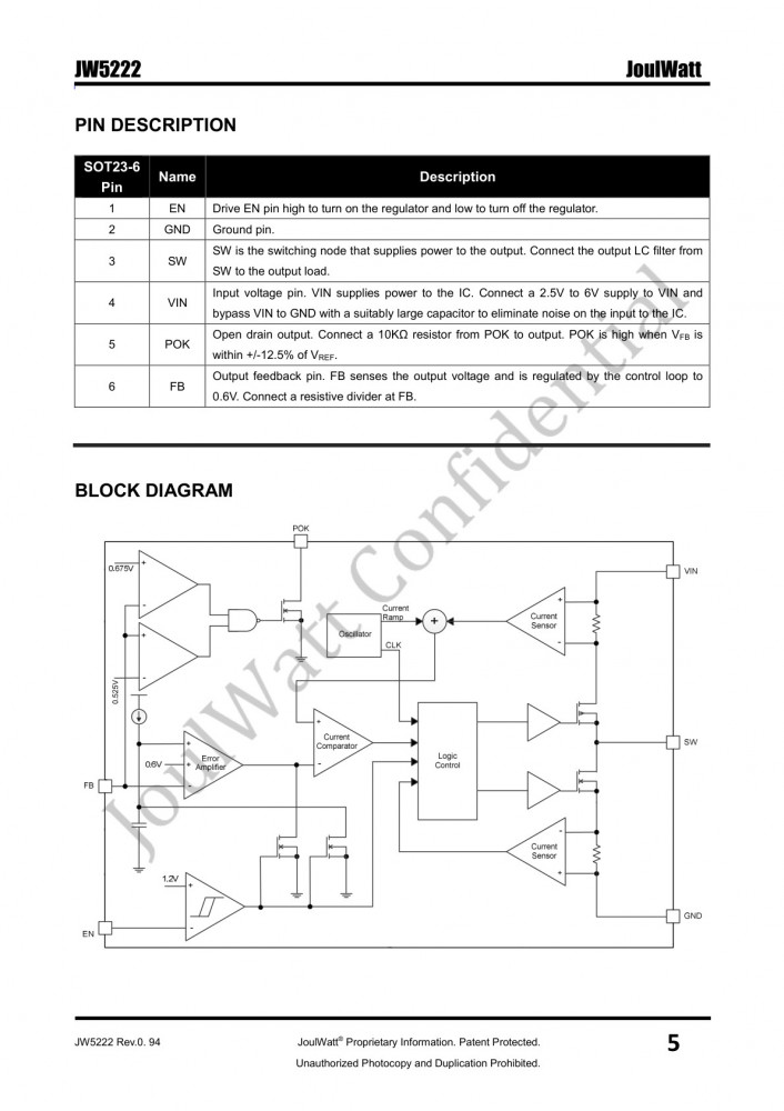 JW5222 datasheet page 5