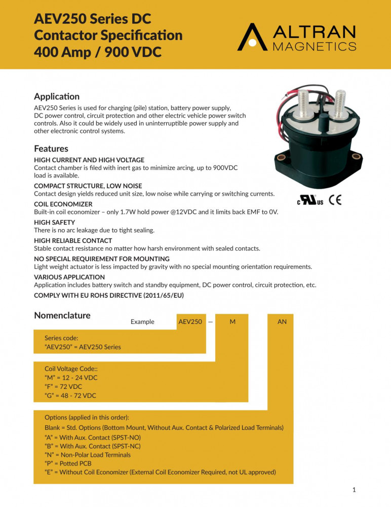 AEV250-MP technical document page 1