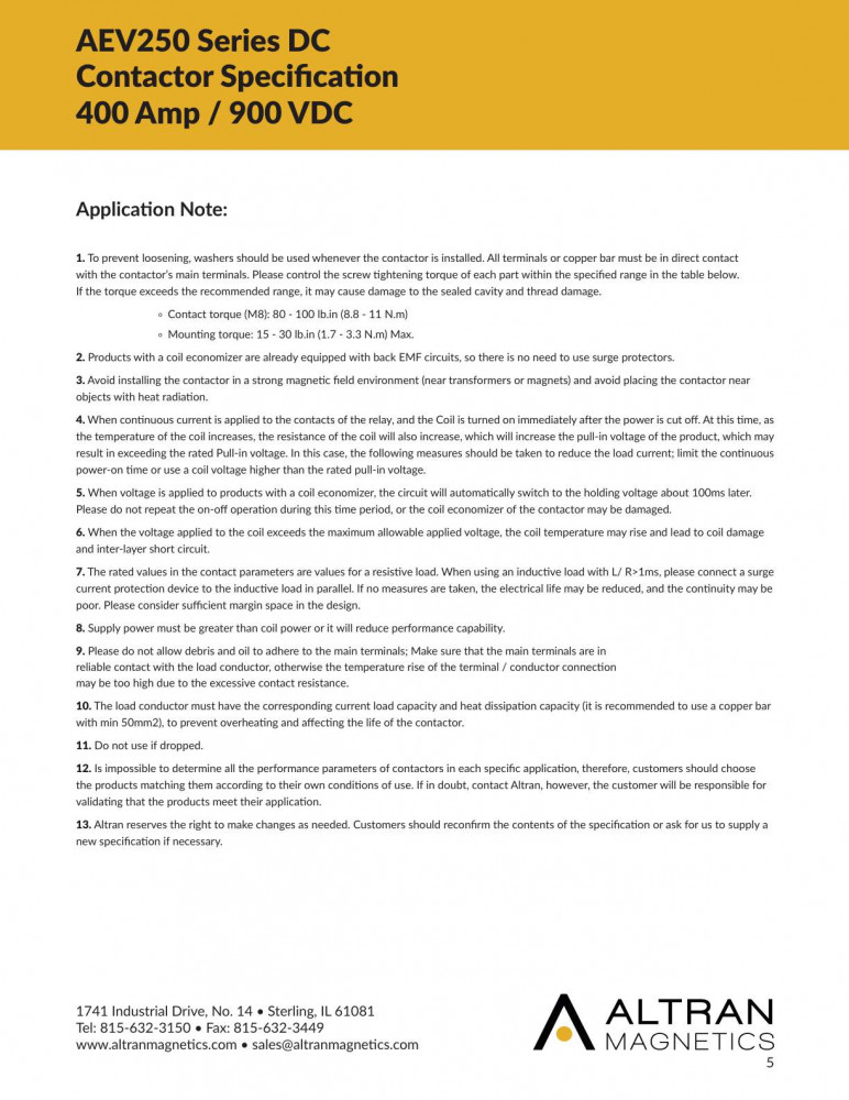 AEV250-MP technical document page 5