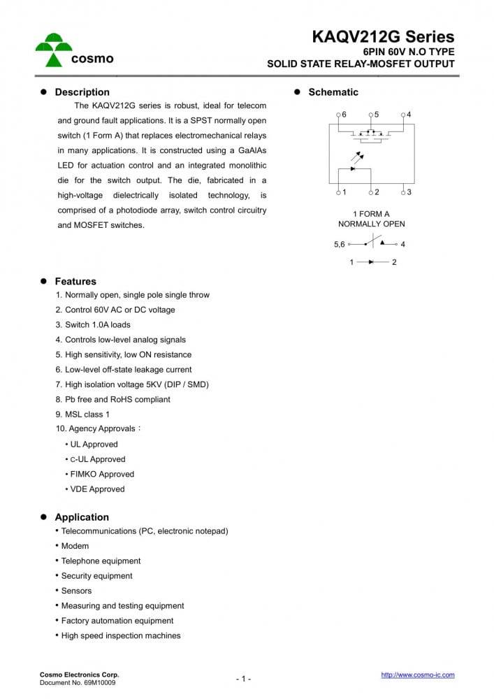 KAQV212G datasheet page 1