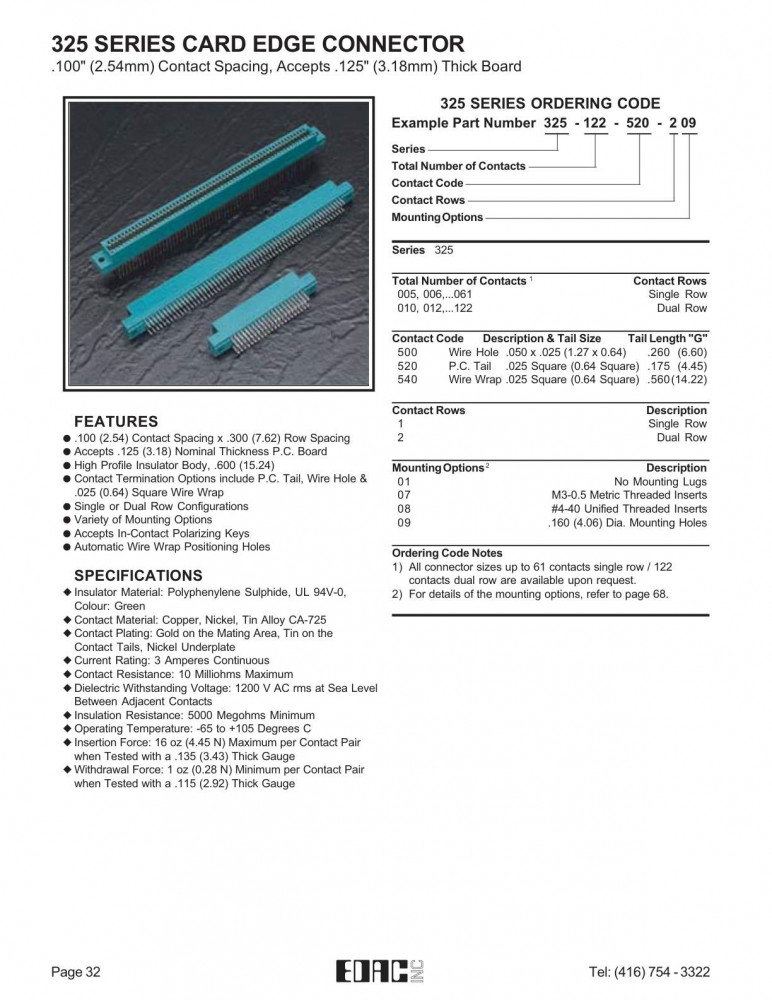 EDAC 325 Series datasheet page 1