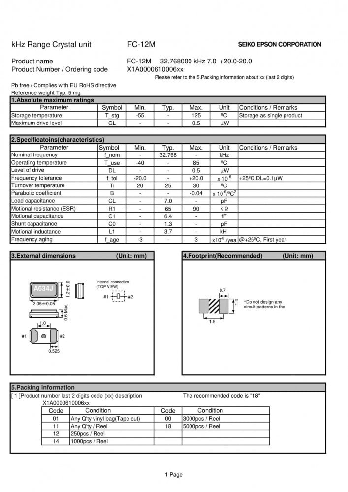 EPSON FC-12M datasheet page 1