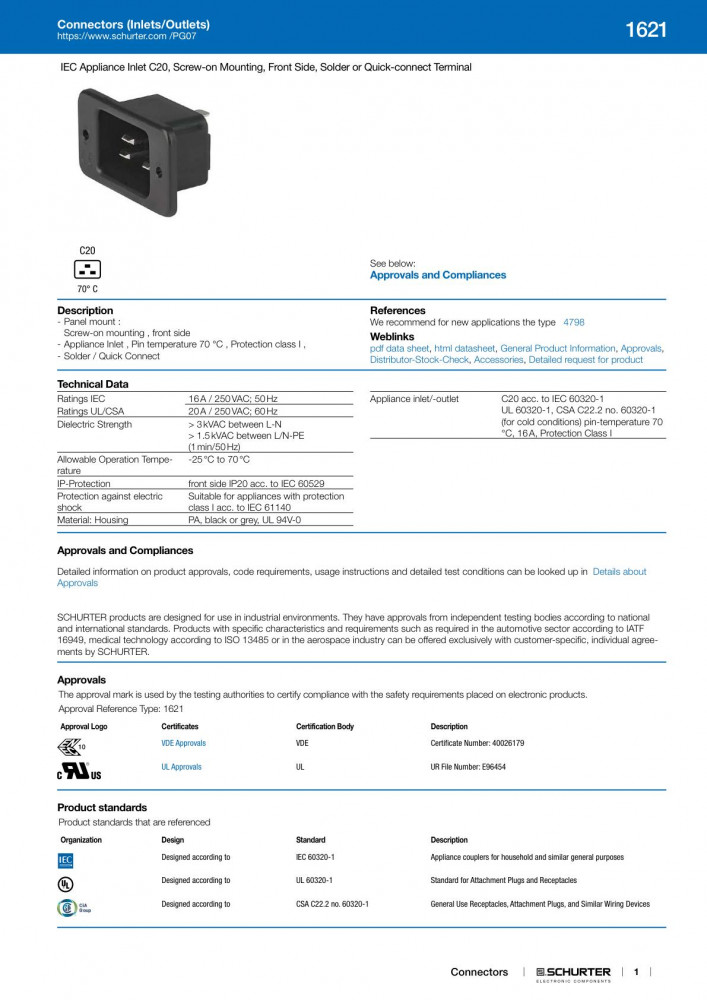 SCHURTER 6163.0007 technical document page 1
