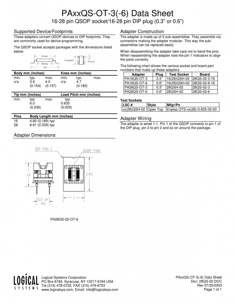 Logical Systems PAxxQS-OT-3(-6) datasheet page