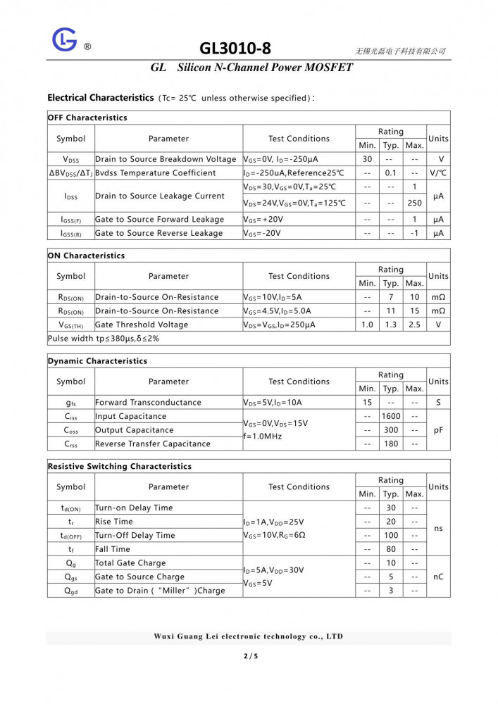 GL3010-8 datasheet page 2