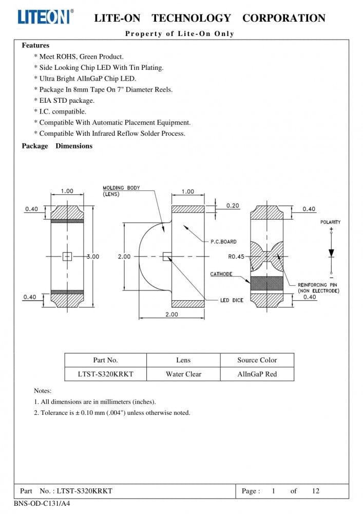 LTST-S320KRKT datasheet page 2