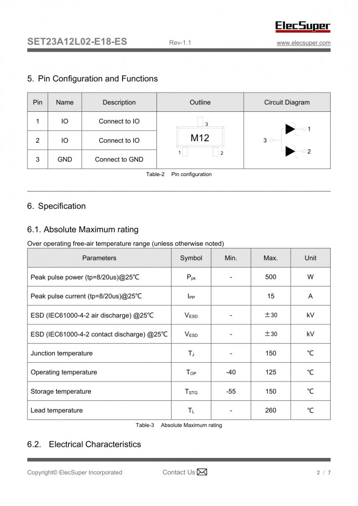 SET23A12L02-E18-ES datasheet page 2