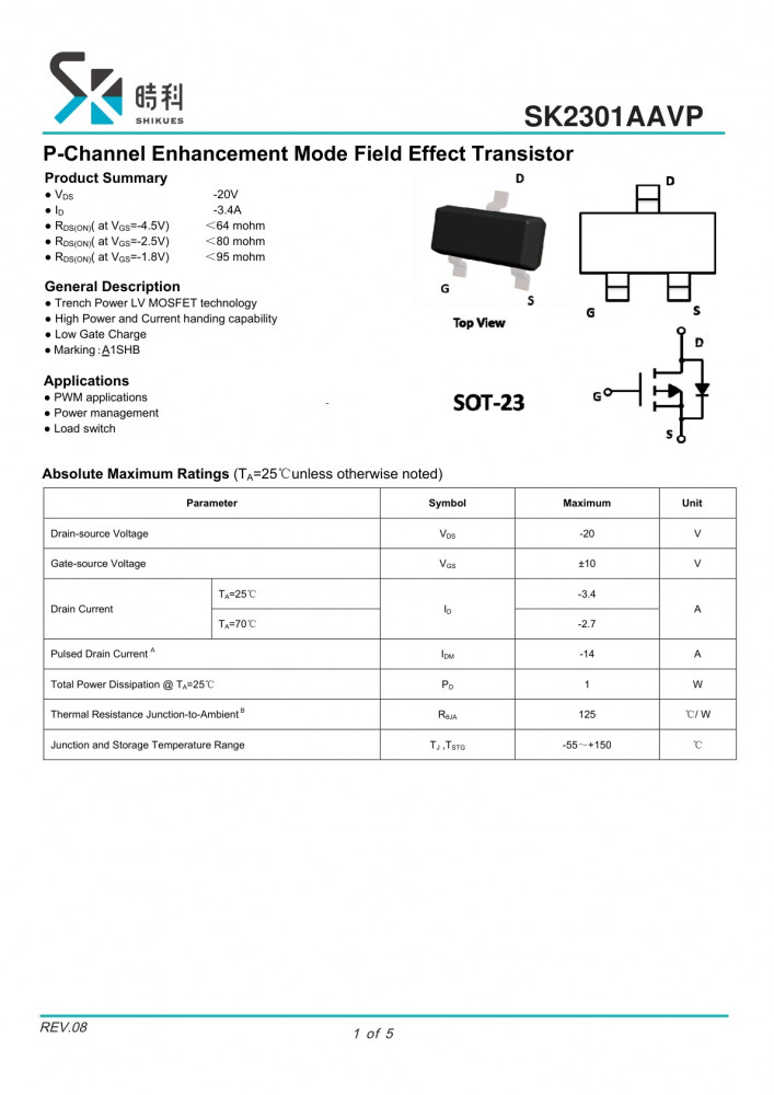 SK2301AAVP datasheet page 1