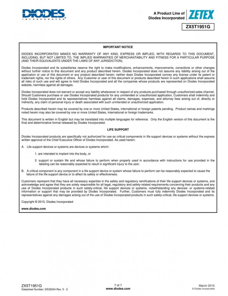 ZX5T1951GTA datasheet page 7