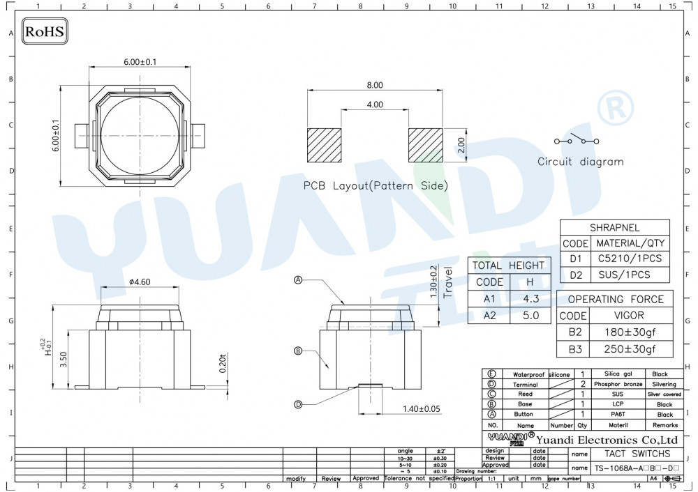 Yuandi TS-1068A-A2B3-D2 technical document preview