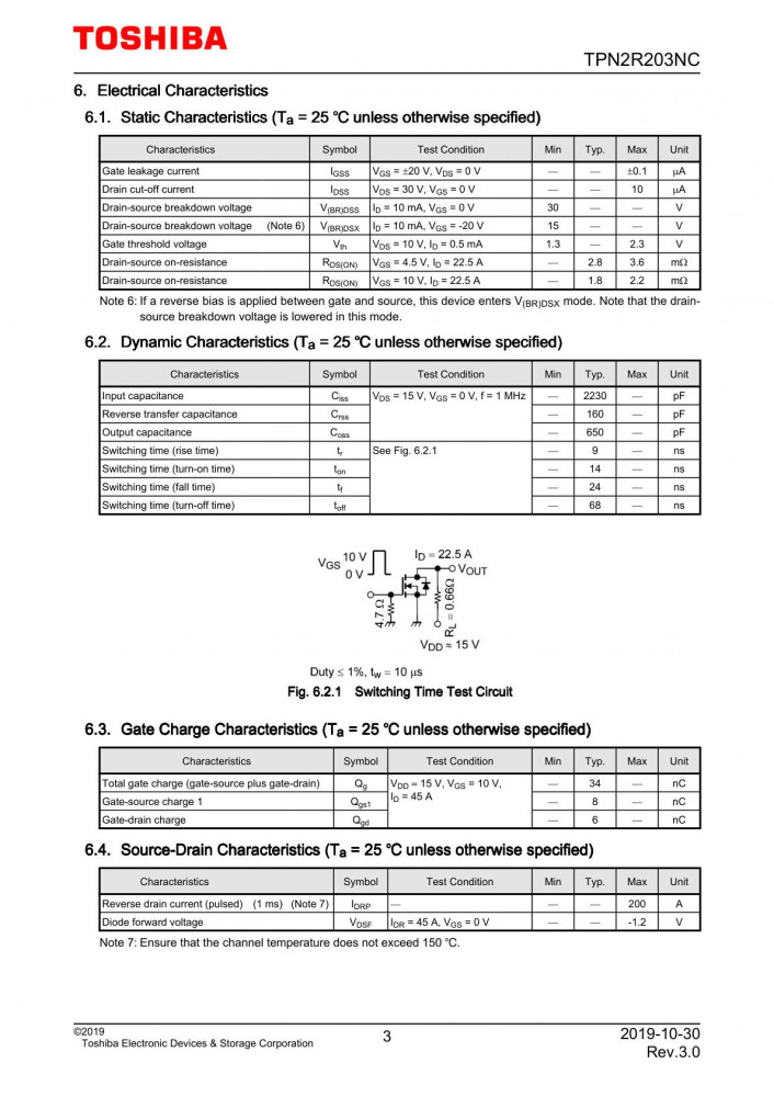 TPN2R203NC,L1Q(M datasheet page 3