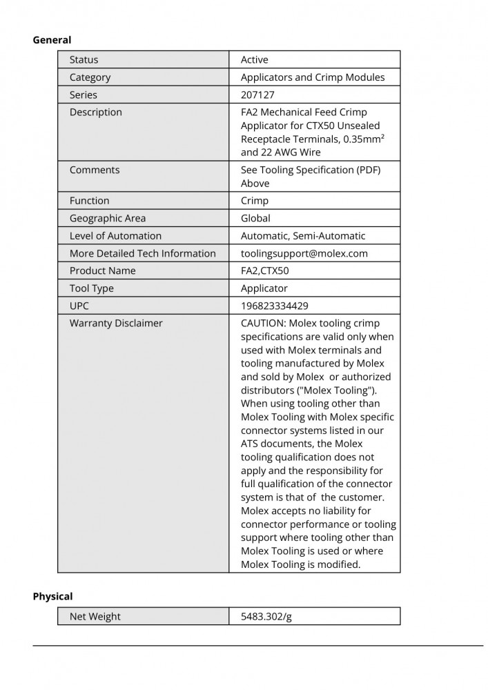 Molex 2157861900 tooling document page 2