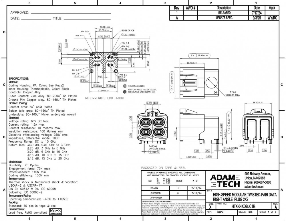 ADAM TECH HTX-04XDBLC1R technical drawing, page 1