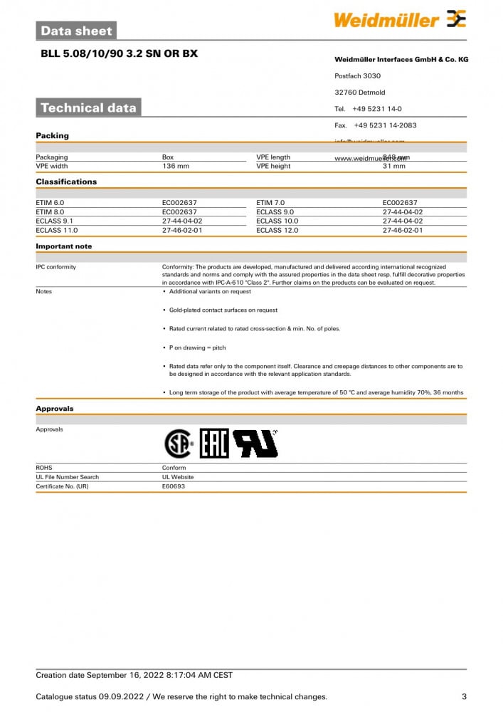 Weidmüller 1623020000 technical document page 3