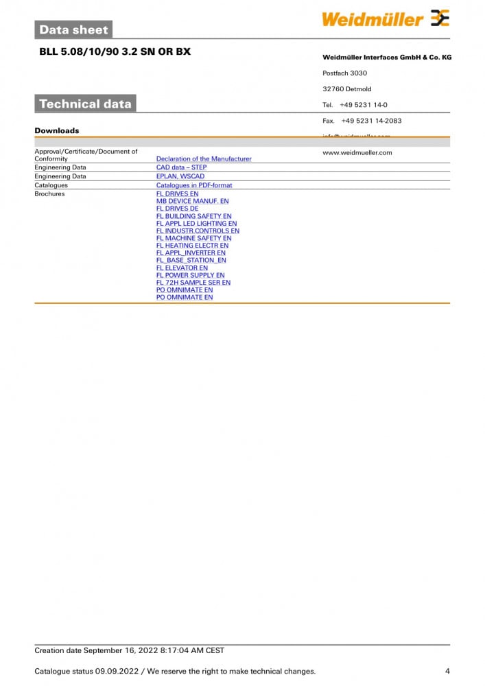 Weidmüller 1623020000 technical document page 4