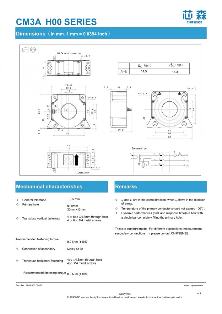 CM3A 500 H00 datasheet page 4