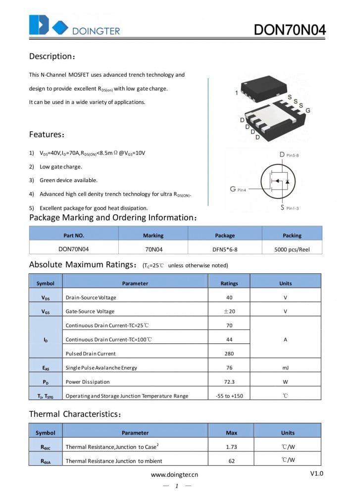DON70N04 datasheet page 1
