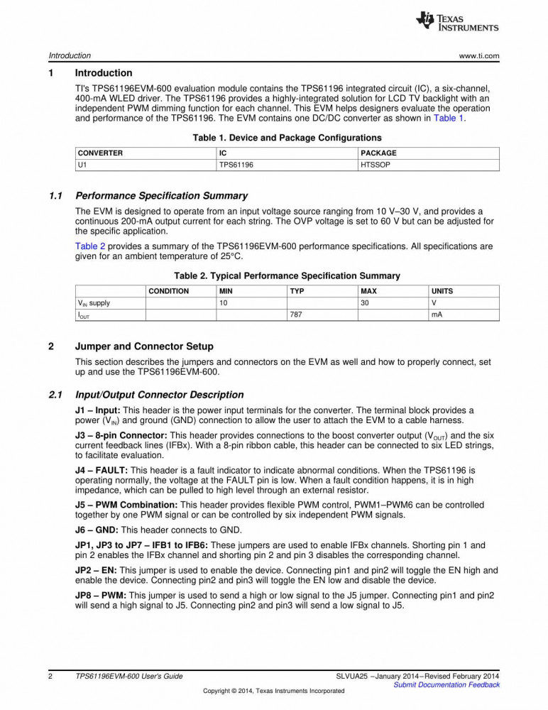 TPS61196EVM-600 document page 2