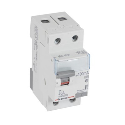RCCB DX³ 2 pole 100A type AC 30mA screw terminals