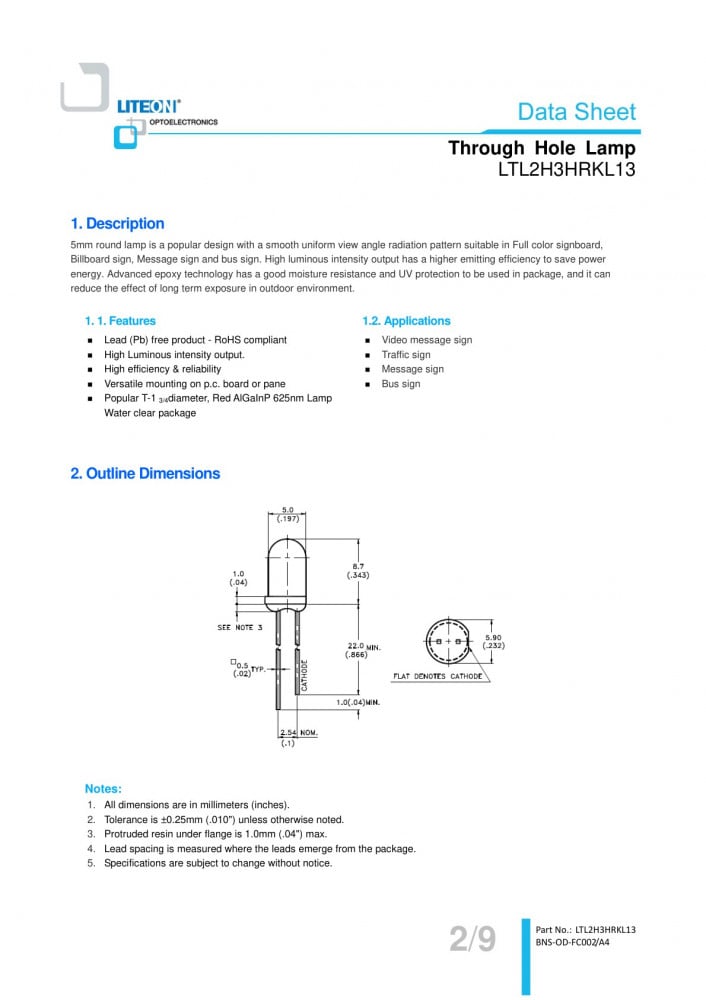 LTL2H3HRKL13 datasheet page 3