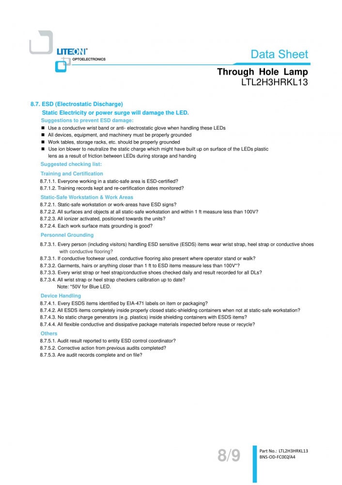 LTL2H3HRKL13 datasheet page 9
