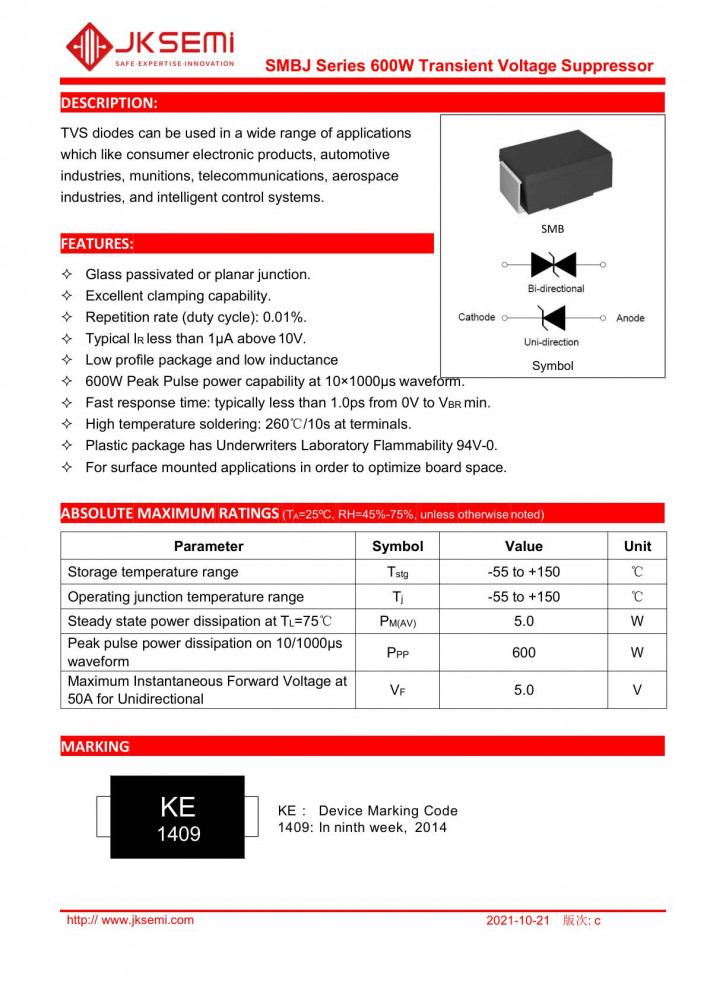 JKSEMI SMBJ36CA datasheet page 1