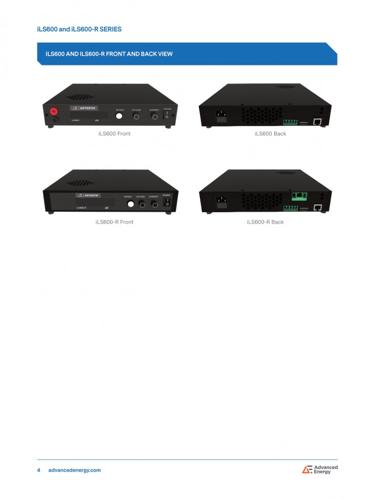 Advanced Energy Artesyn iLS600 and iLS600-R product document, page 4
