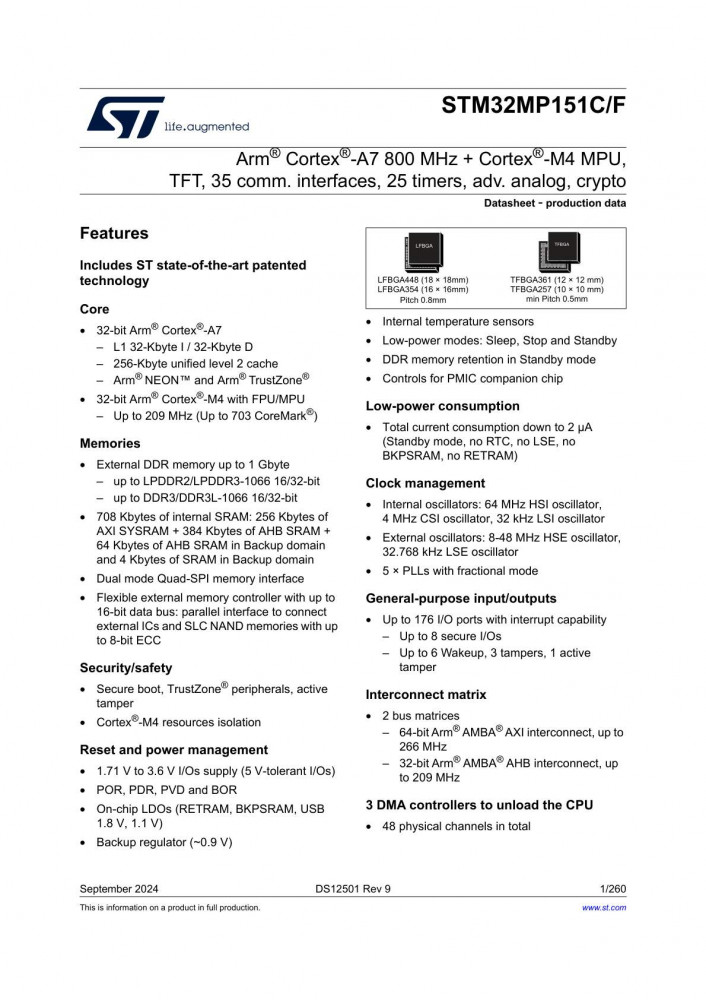STM32MP151C document preview, page 1