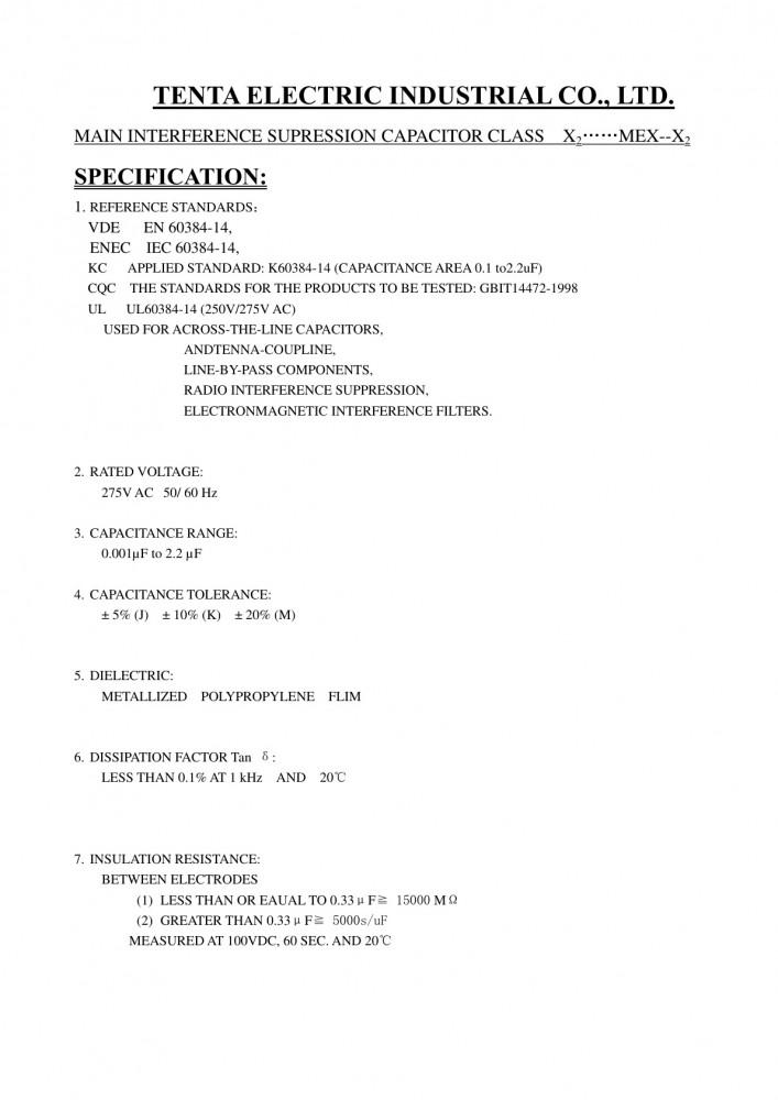 TENTA MEX series specification page 2