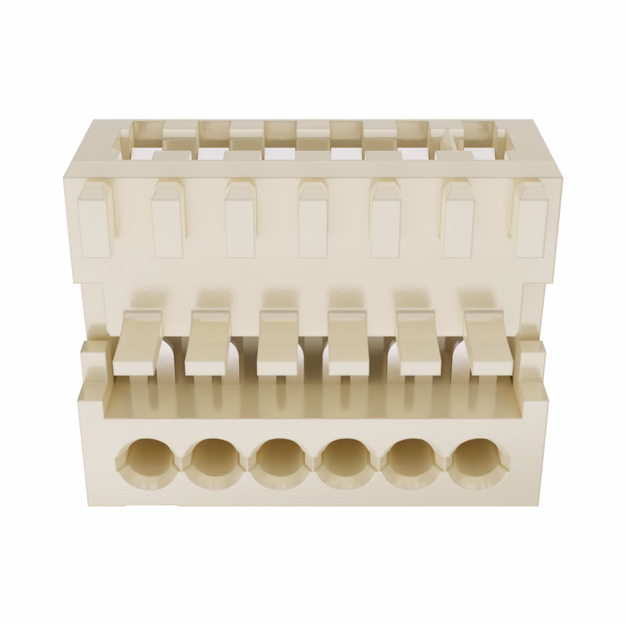 Appli-Mate RAST 2.5 Connector, 2.50mm Pitch, Female, 6 Circuits, Polarizing Rib Between 5/6, Closed Endwalls, Tin Plating for sale